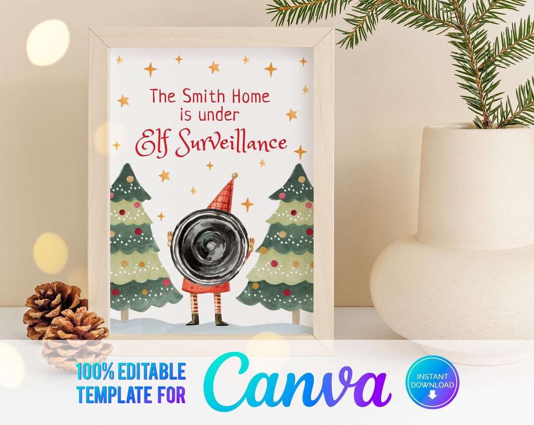 Canva Editable Elf Surveillance, Elf Spy Cam, Christmas Elf Spy Camera ...