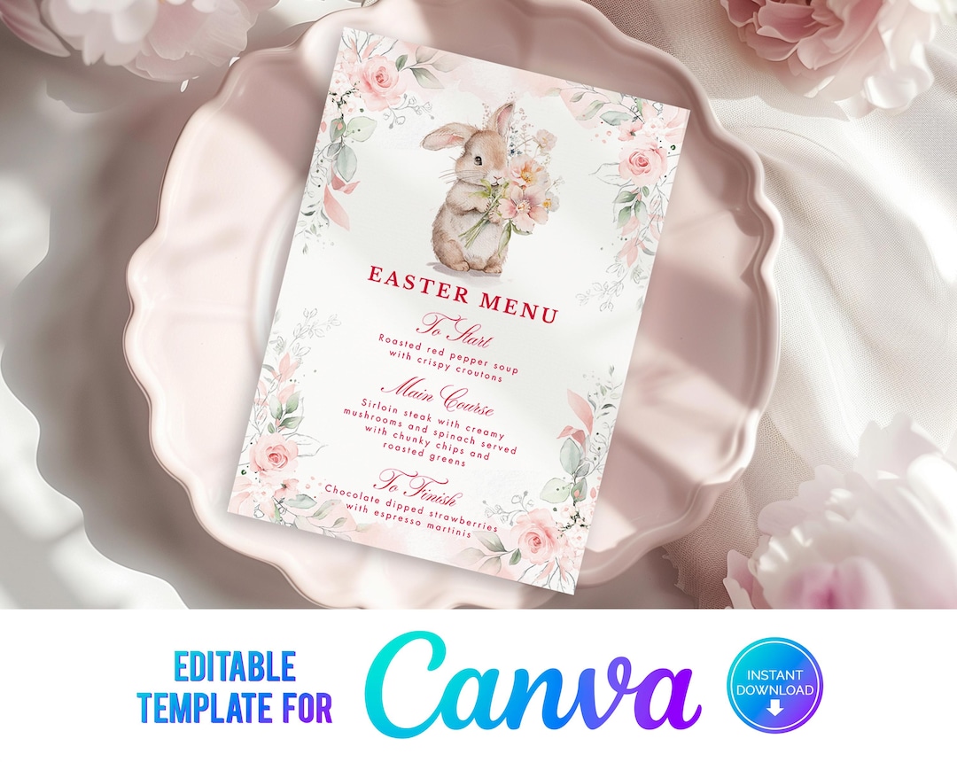 Canva Editable Easter Menu, Easter Food Menu, Spring Menu, Dinner Party ...