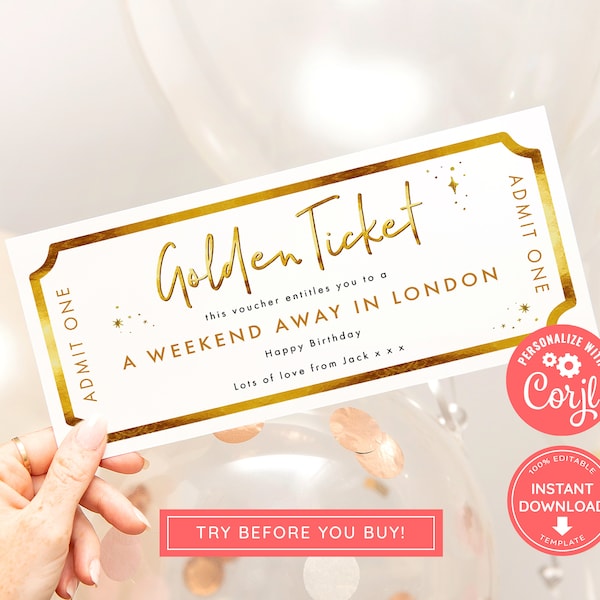 Golden Ticket Template - Etsy