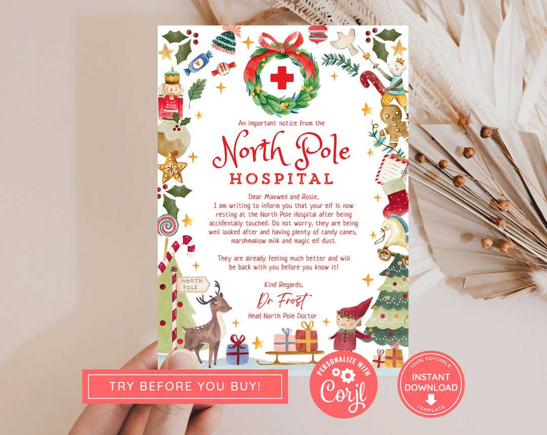 Elf Hospital Note, Editable Elf, Christmas Elf I'm Sick, Doctors Note ...