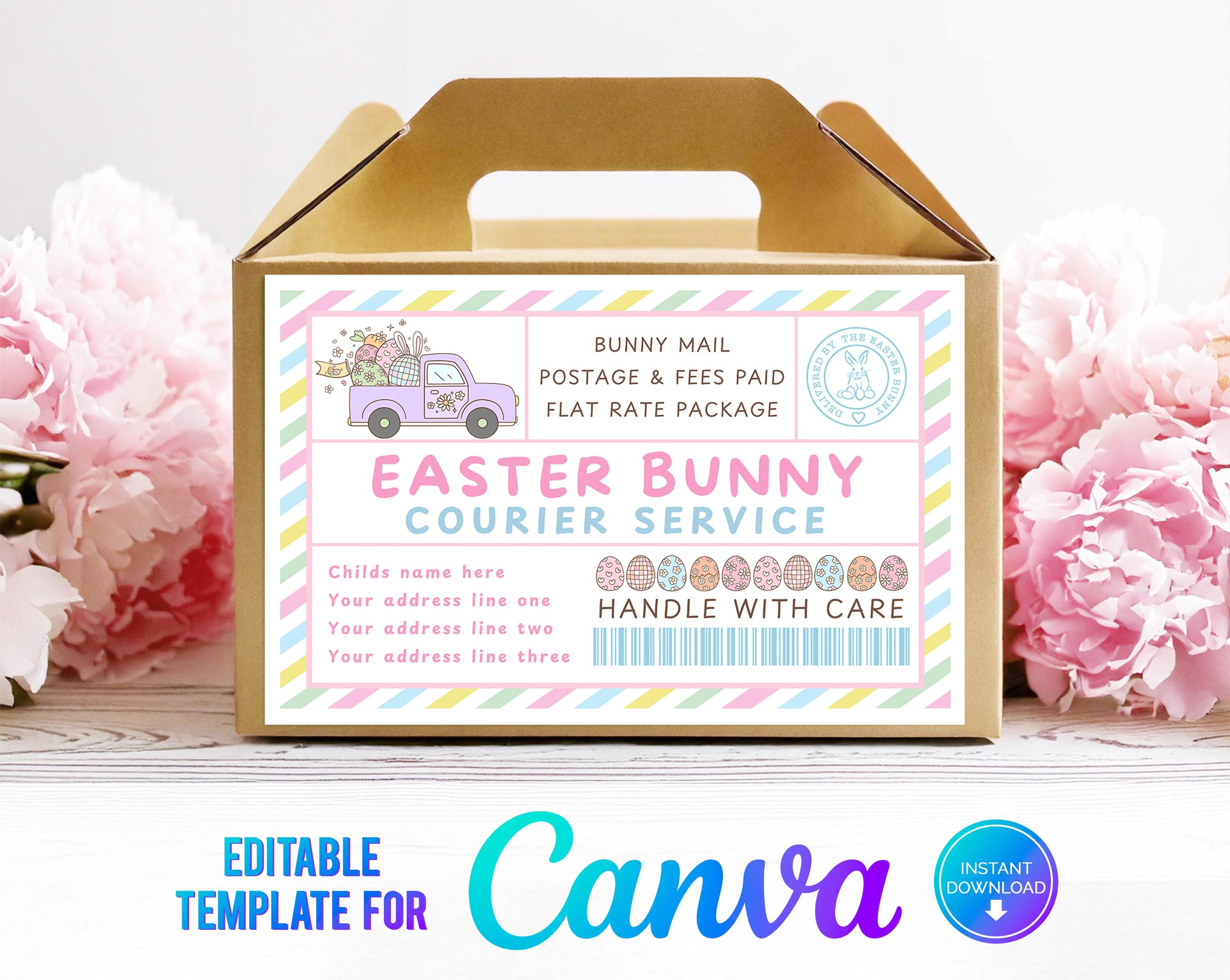 Canva Editable Easter Bunny Delivery Label , Personalised Label From ...
