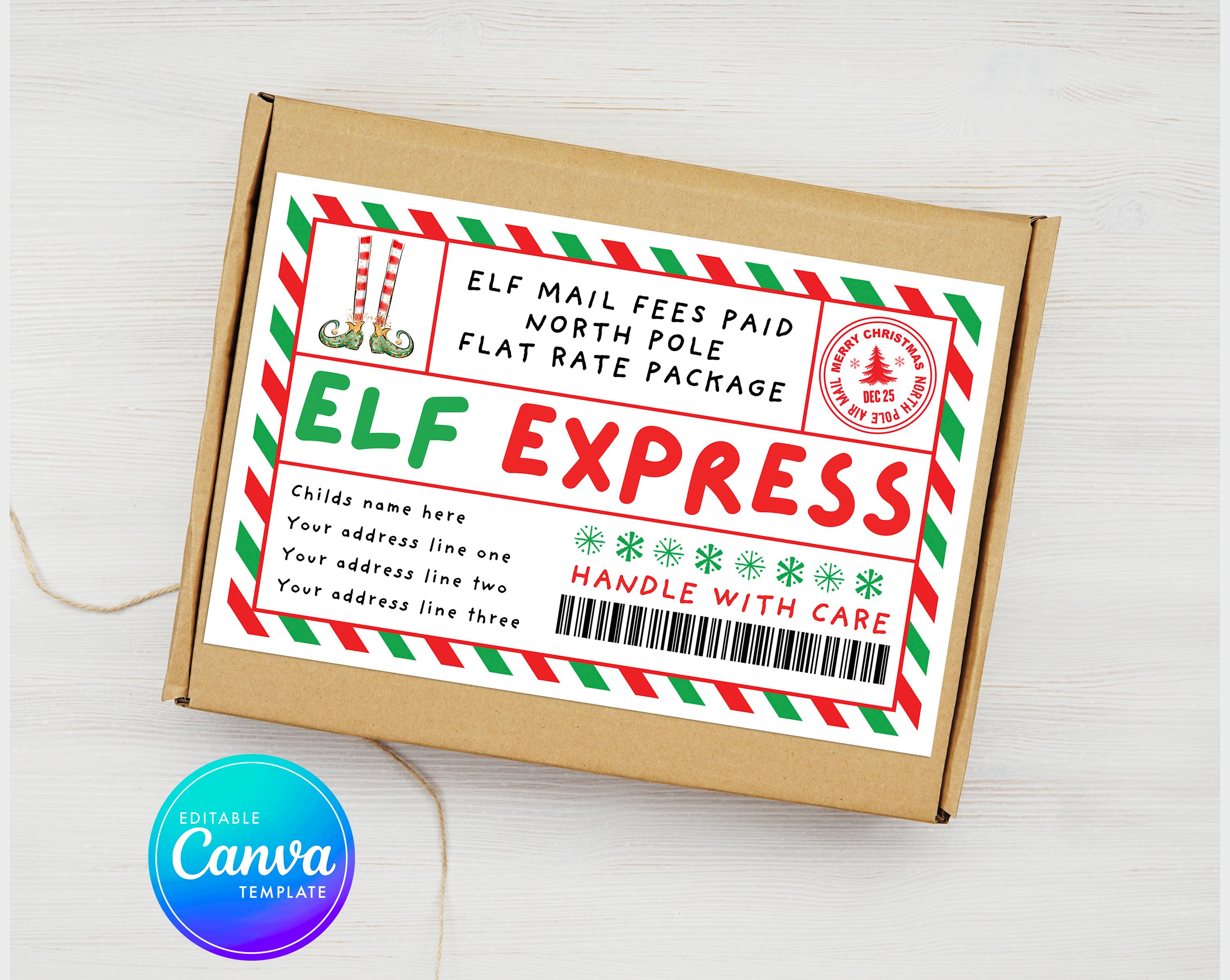 Editable Elf Express Label, Elf Mail, North Pole Delivery Template, Elf ...