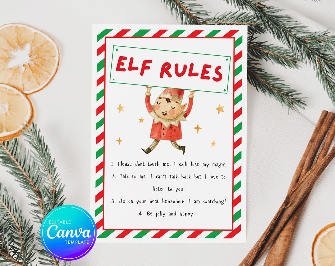 Editable Elf Rules, Official Elf Rules, Christmas Elf, Elf Arrival ...