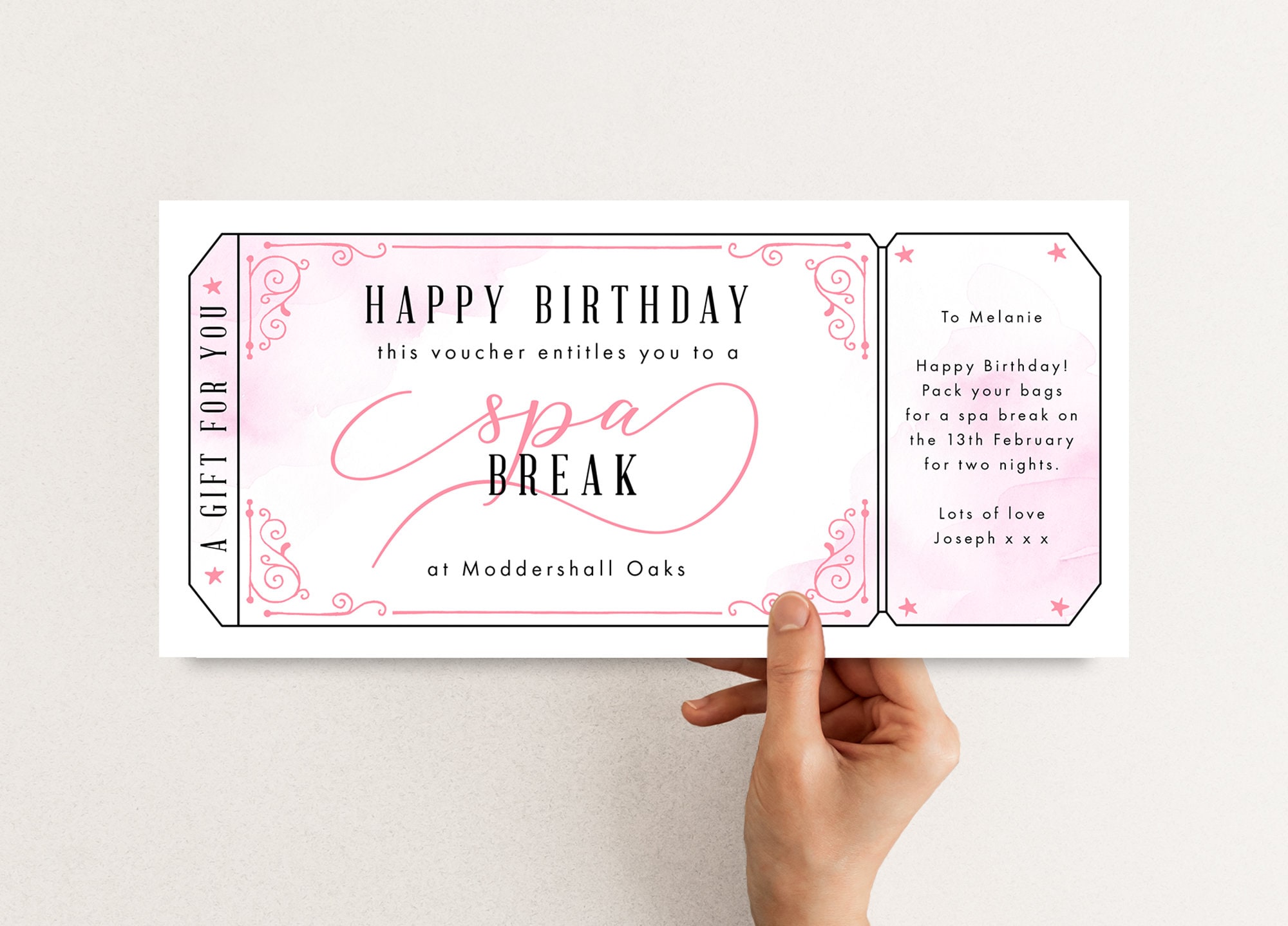 Editable Spa Voucher Ticket, Print at Home Birthday Voucher, Digital ...