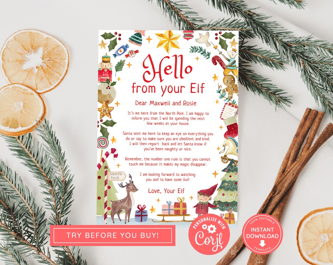 Editable Elf Hello Letter, Elf Hello, Hello From Your Elf, Christmas ...
