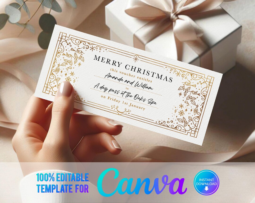 Canva Christmas Gift Voucher, Event Ticket, Print at Home Christmas ...