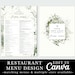 Restaurant Menu Design, Greenery Menu, Foliage, Floral Restaurant Menu ...