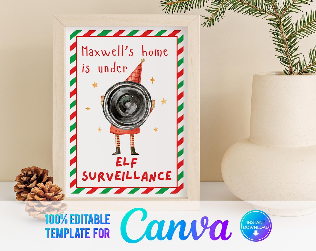 Canva Editable Elf Surveillance, Elf Spy Cam, Christmas Elf Spy Camera ...