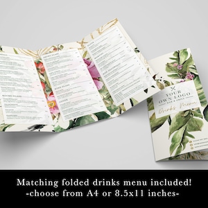 Restaurant Menu Design, Greenery Menu, Foliage, Floral Restaurant Menu ...