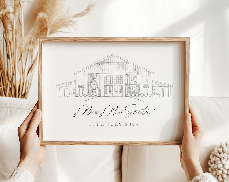 Wedding Venue Hand Drawn Sketch, Digital File, Digital Wedding Venue ...