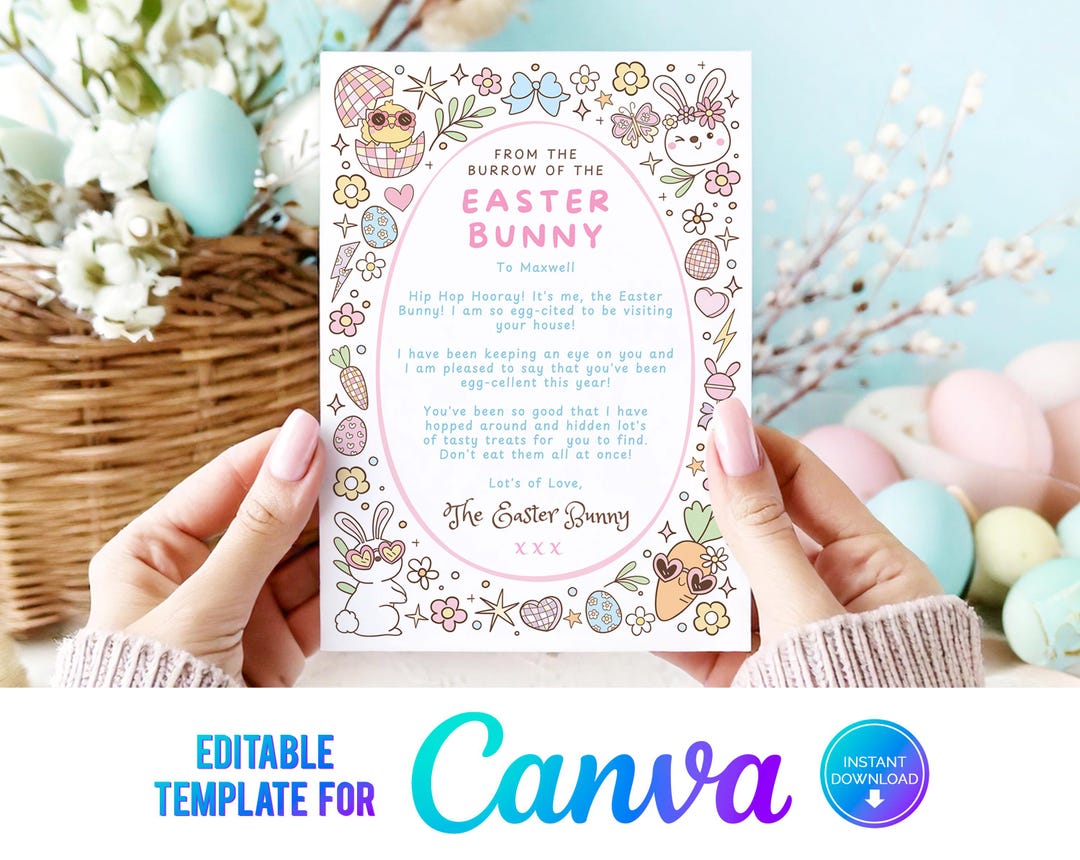 Canva Editable Easter Bunny Letter, Personalised Letter From the Easter ...