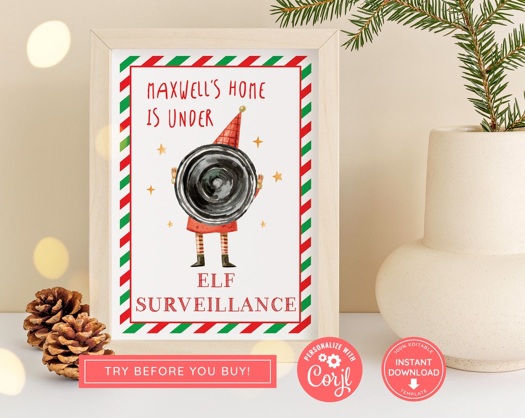 Editable Elf Surveillance, Elf Spy Cam, Christmas Elf Spy Camera, North ...