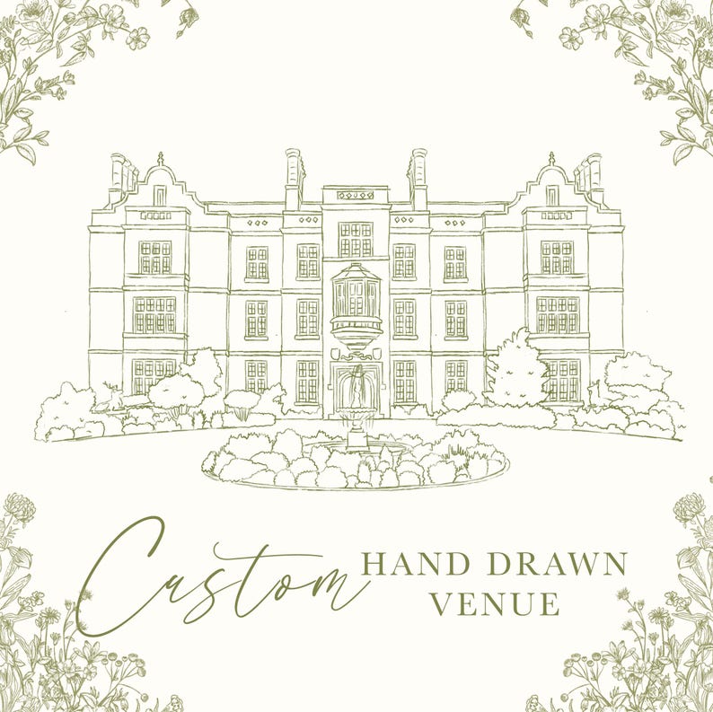 Wedding Venue Hand Drawn Sketch, Digital File, Digital Wedding Venue ...