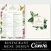 Restaurant Menu Design, Greenery Menu, Foliage, Floral Restaurant Menu ...