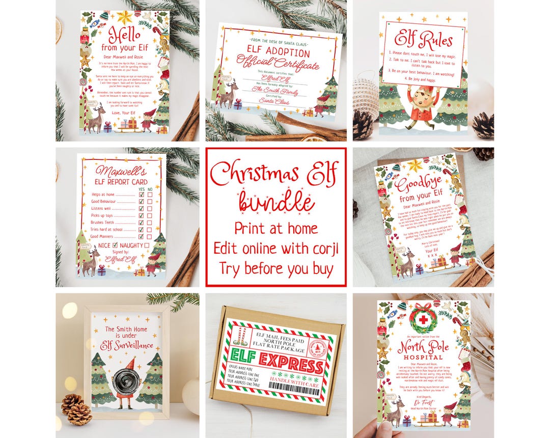 Christmas Elf Printable Bundle, Elf Hello, Elf Adoption, Elf Cam ...