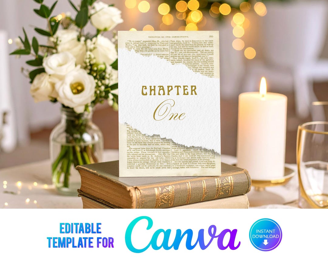 Canva Book Table Number, Happily Ever After, Love Story, Book Wedding ...