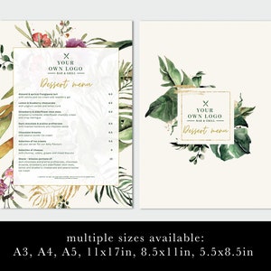 Restaurant Menu Design, Greenery Menu, Foliage, Floral Restaurant Menu ...