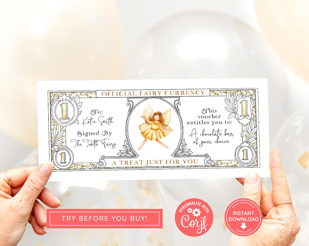 Tooth Fairy Printable Voucher, Tooth Fairy Currency, Money From the ...