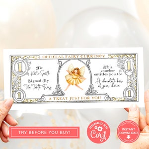 Tooth Fairy Printable Voucher, Tooth Fairy Currency, Money From the ...