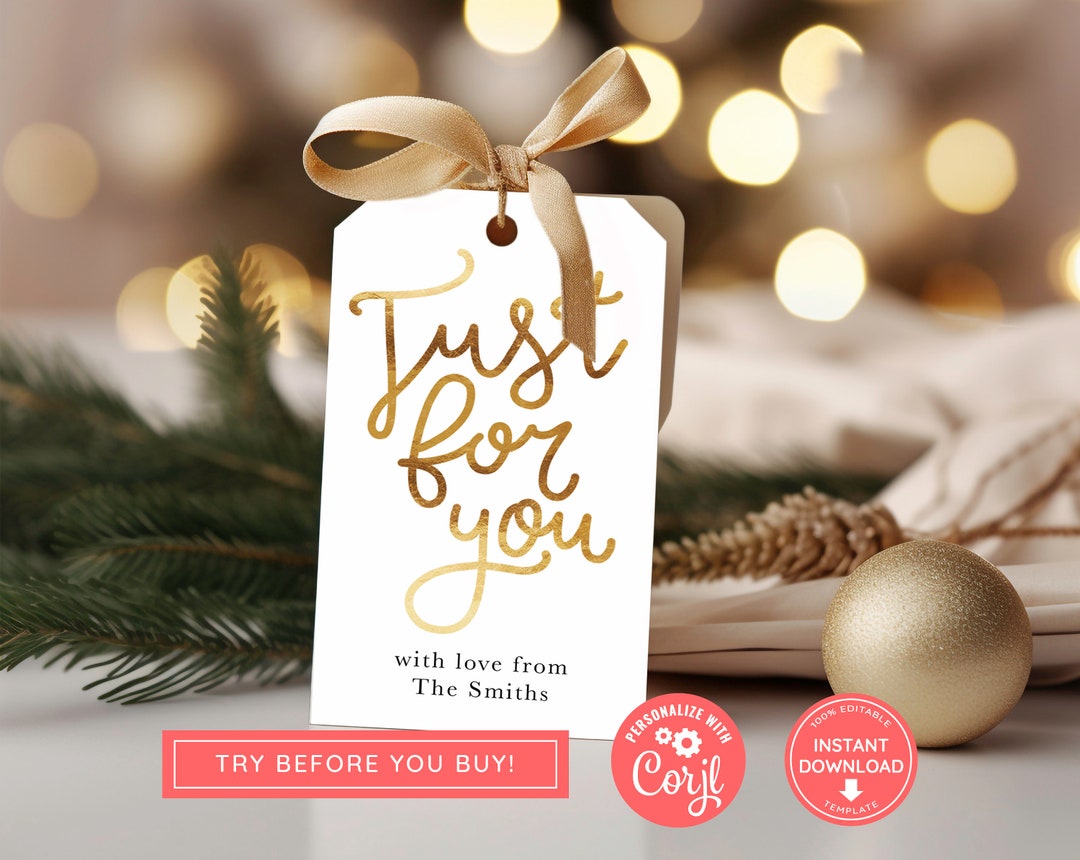 Christmas Gift Tag, Printable Holiday Tag, Print at Home Gift Tag ...