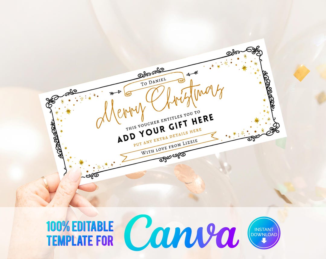 Canva Editable Christmas Gift Voucher, Event Ticket, Print at Home ...