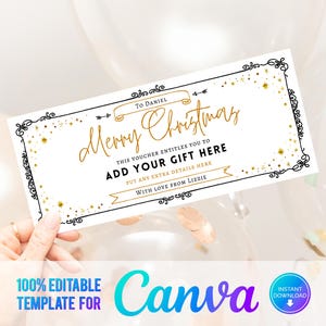 Canva Editable Christmas Gift Voucher, Event Ticket, Print at Home ...