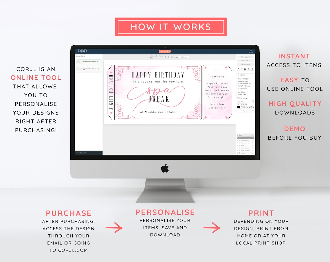 Editable Spa Voucher Ticket, Print at Home Birthday Voucher, Digital ...