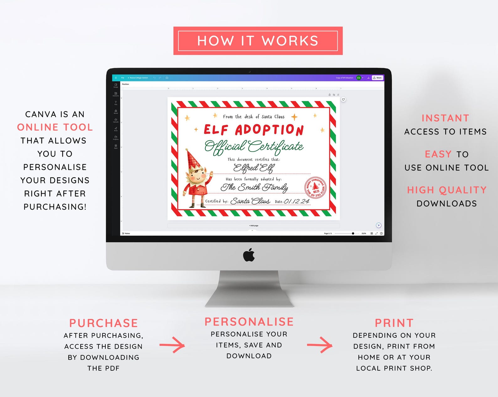 Canva Elf Adoption Certificate, Christmas Elf, Adopt an Elf, Official ...