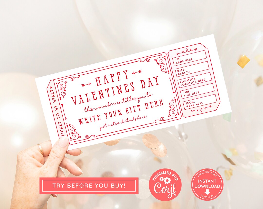 Editable Valentines Day Voucher, Valentine Coupon, Printable Love Token ...