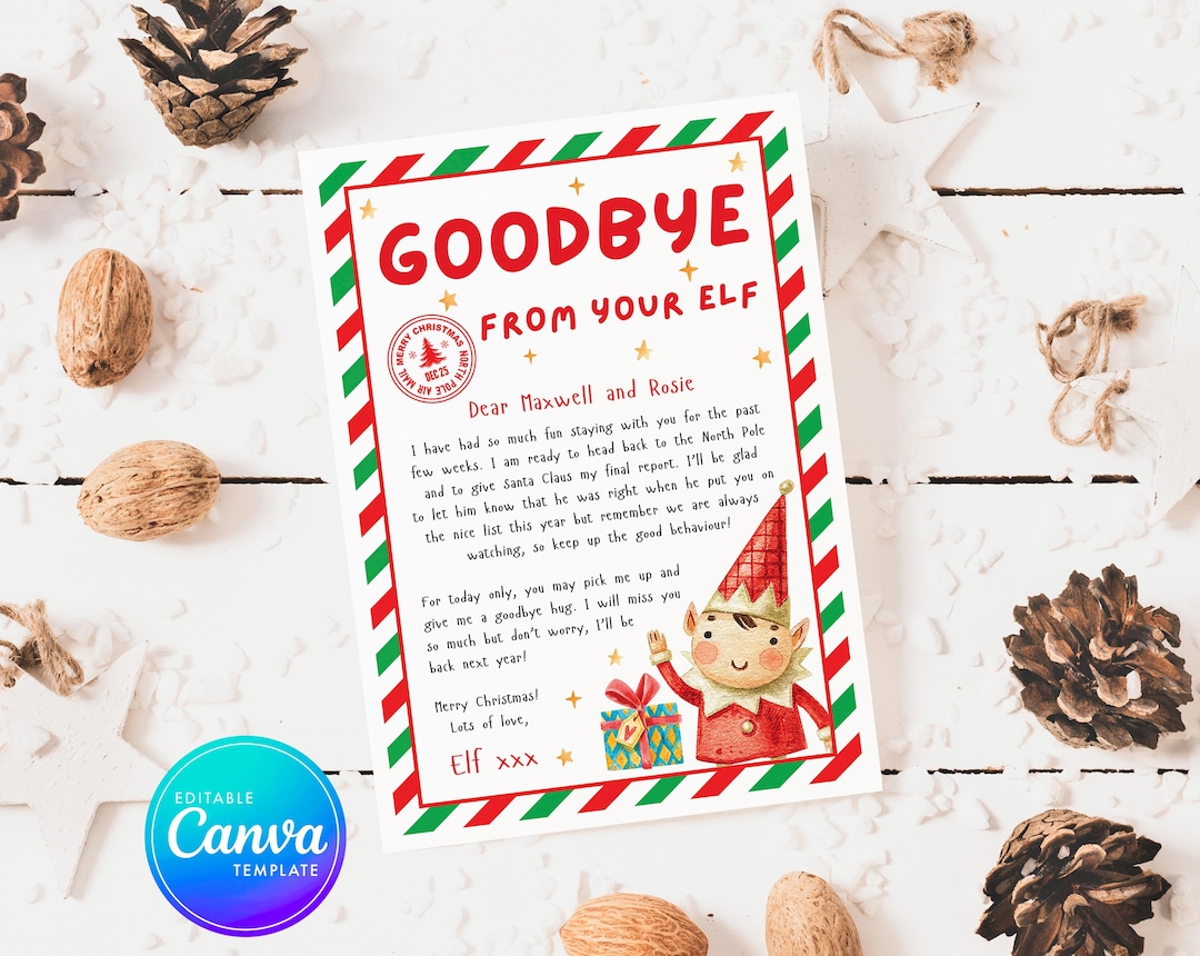 Editable Elf Goodbye Letter, Elf Goodbye, Goodbye From Your Elf ...