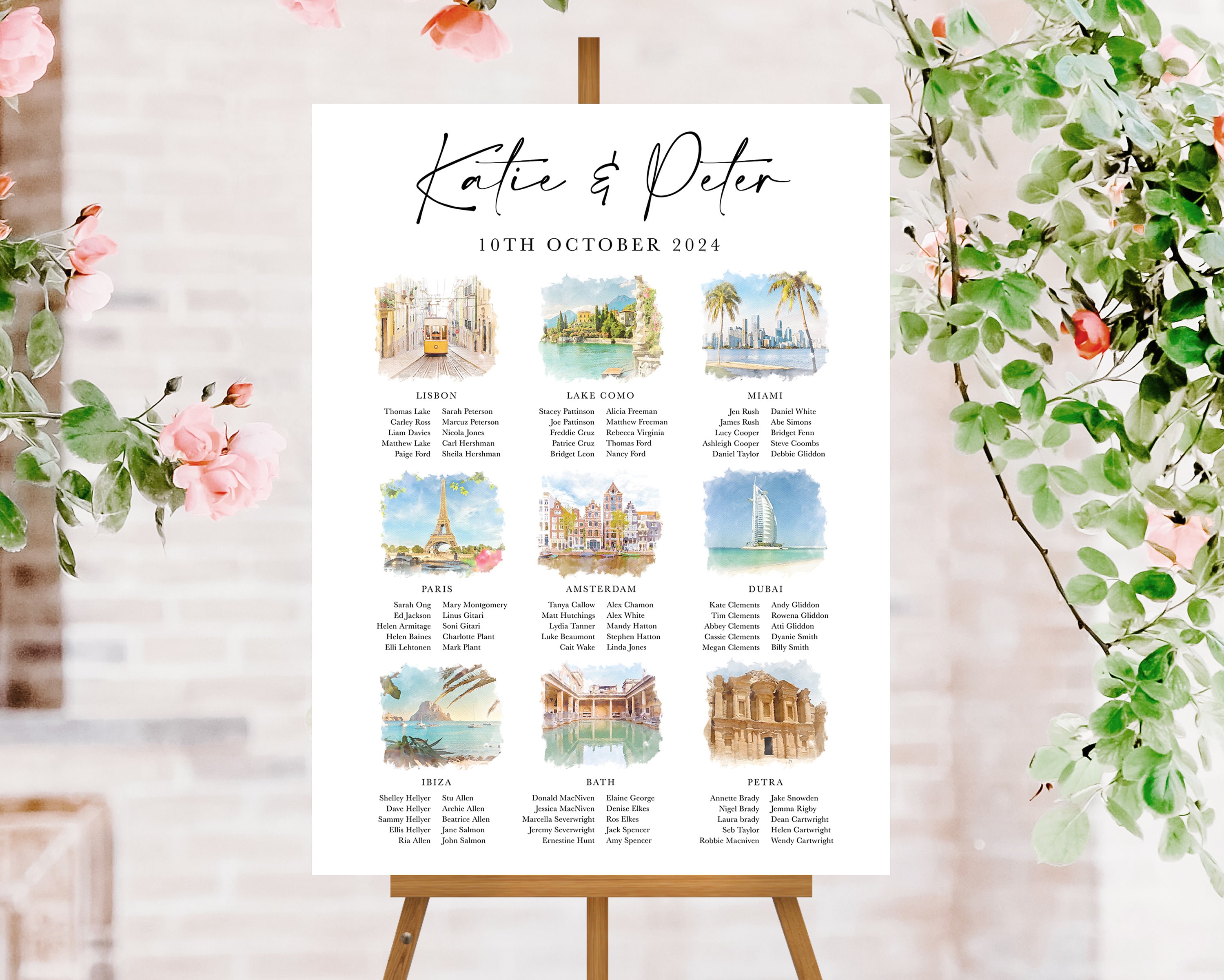 Travel Destinations for Wedding, Travel Table Numbers, Travel Table ...
