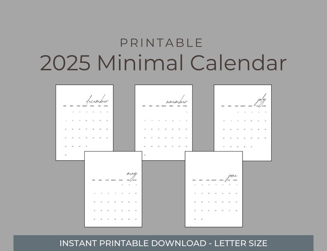 2025 Minimal Calendar Printable - Etsy