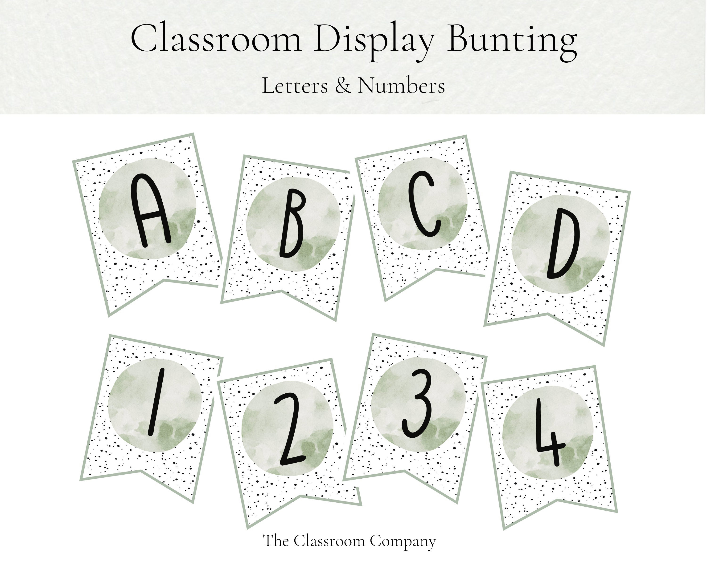 Sage Green Classroom Bunting | Displays | Bulletin Boards | Letters and ...