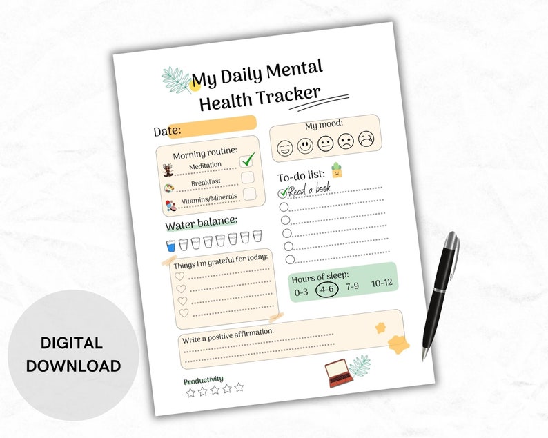 Daily Mental Health Tracker Printable Journal for Mental - Etsy