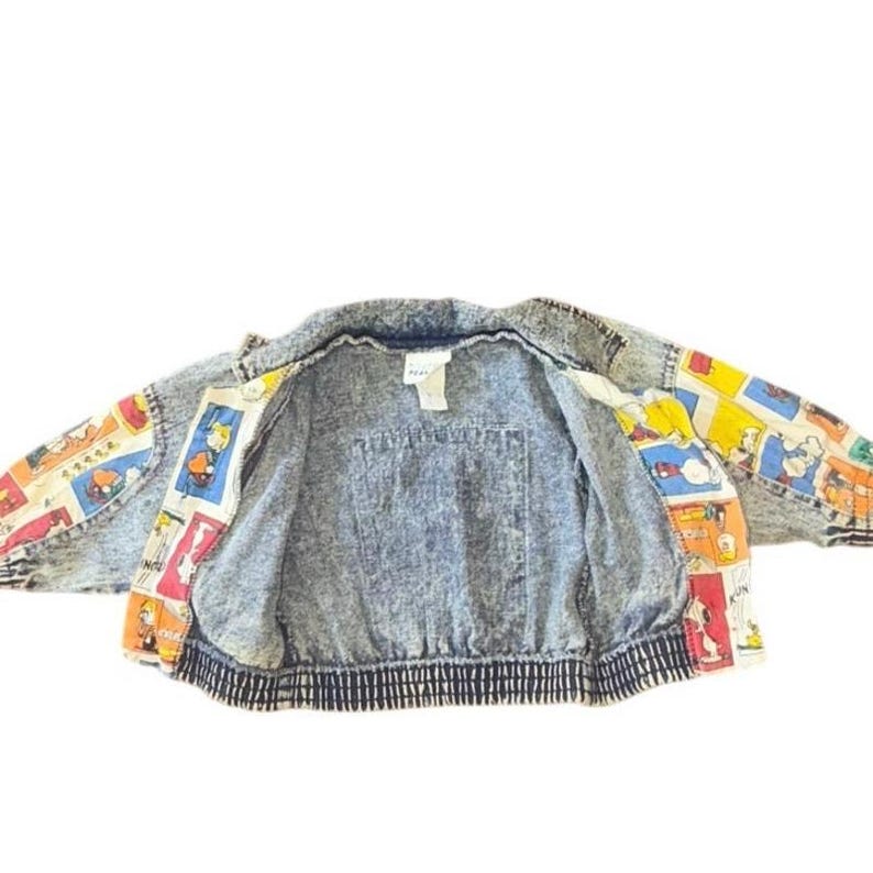 Vintage Peanuts Denim Jacket 12M: Snoopy & Charlie Brown Comic Print - Etsy