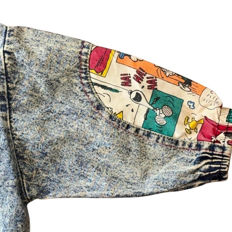 Vintage Peanuts Denim Jacket 12M: Snoopy & Charlie Brown Comic Print - Etsy