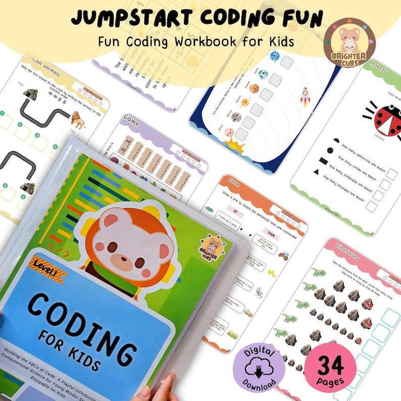 Kids Coding Workbook Printable Toddler Activities Montessori Homeschool ...
