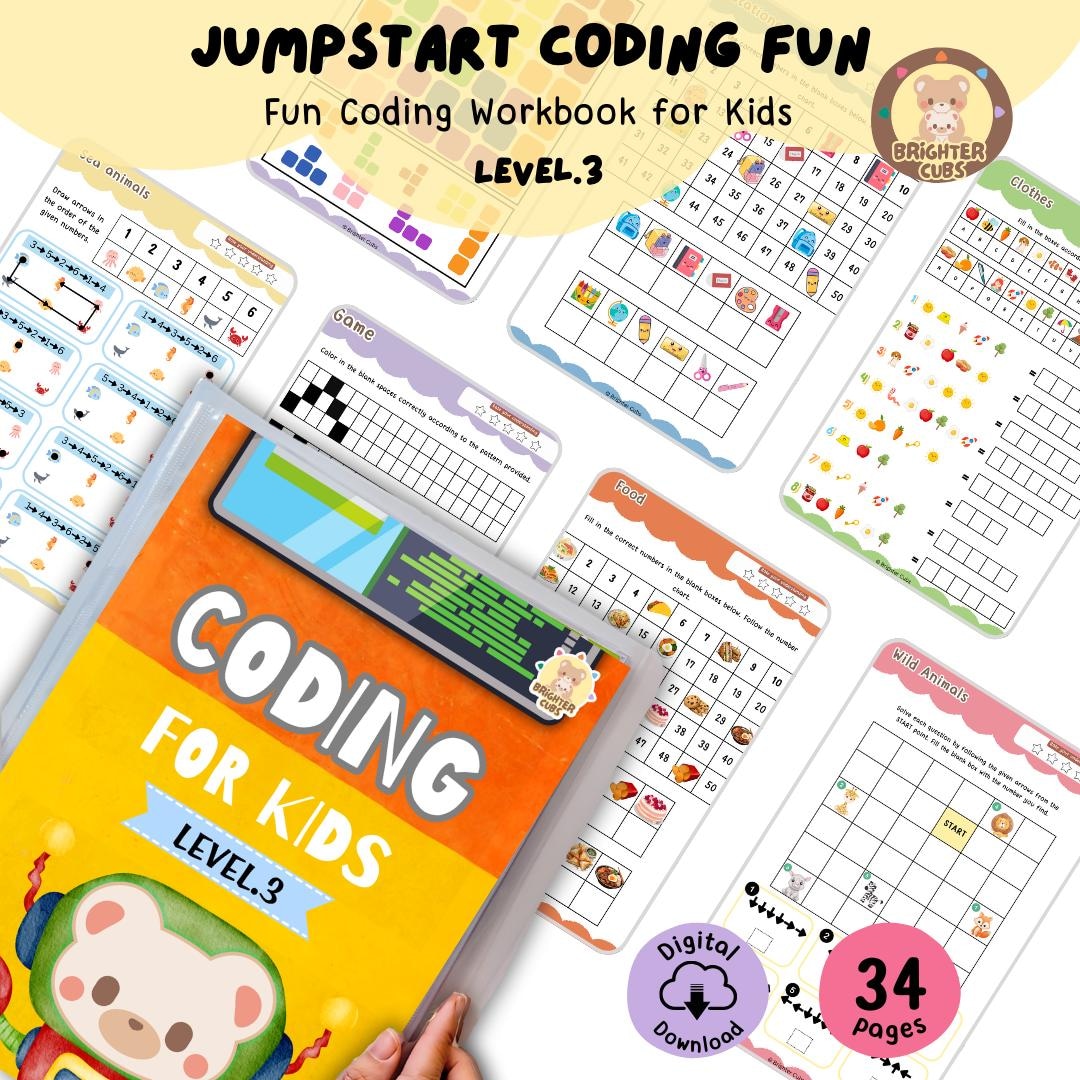 Kids Coding Workbook Printable Toddler Activities Montessori Homeschool ...