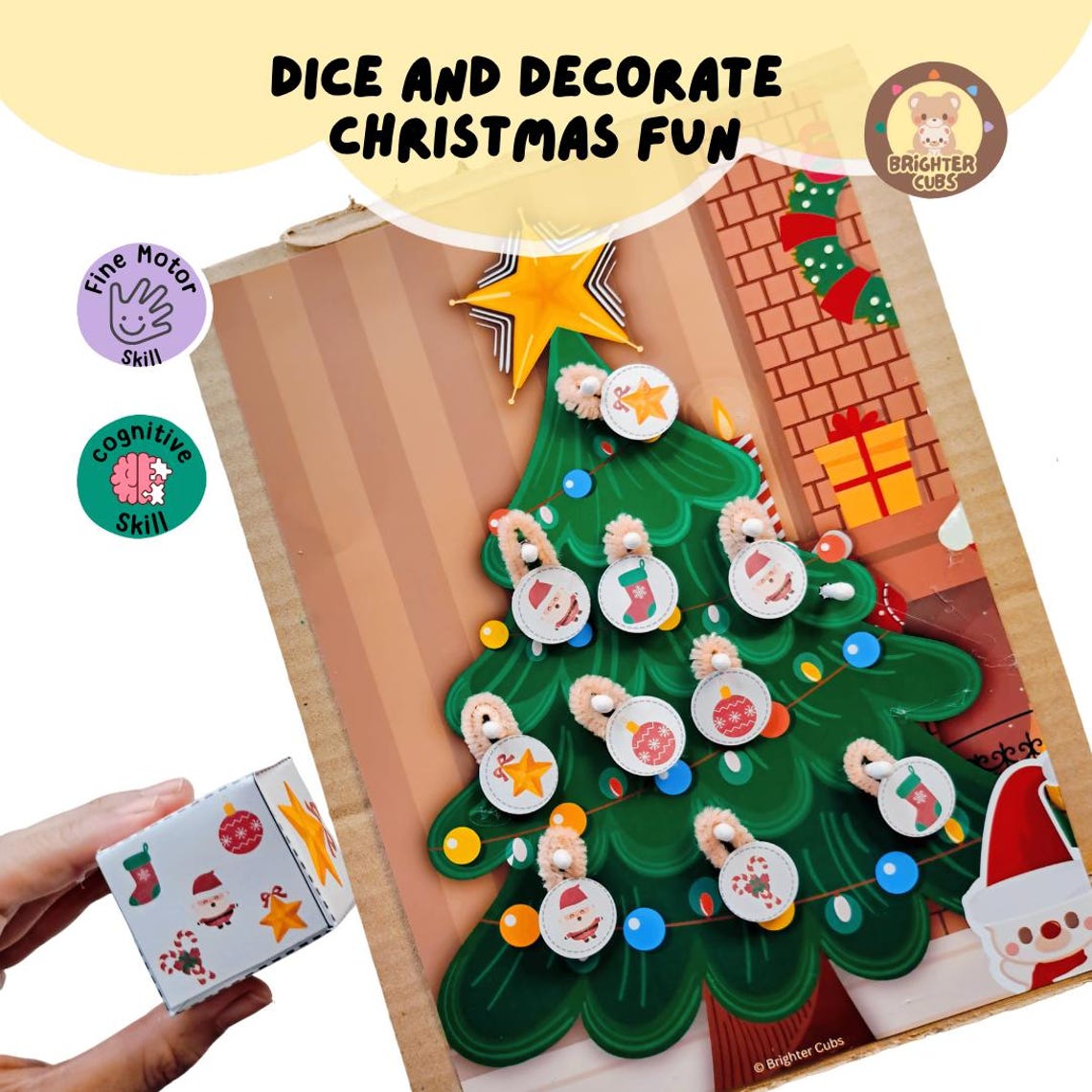 Christmas Tree Decorating Game – Dice & Fine Motor Skills (digital ...