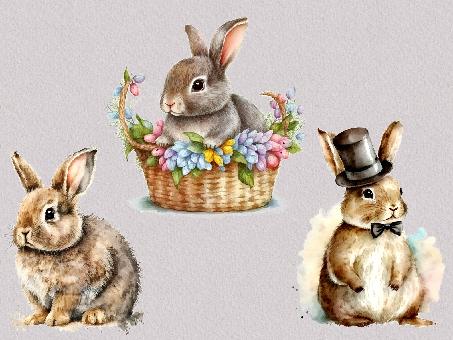 Easter Time Clipart Bundle, Easter Bunny Clipart, Bunny Clipart, Easter ...