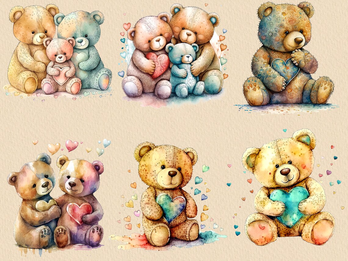 Cute Bears Clipart Bundle, Bear Illustration Clipart, Bear Clipart ...