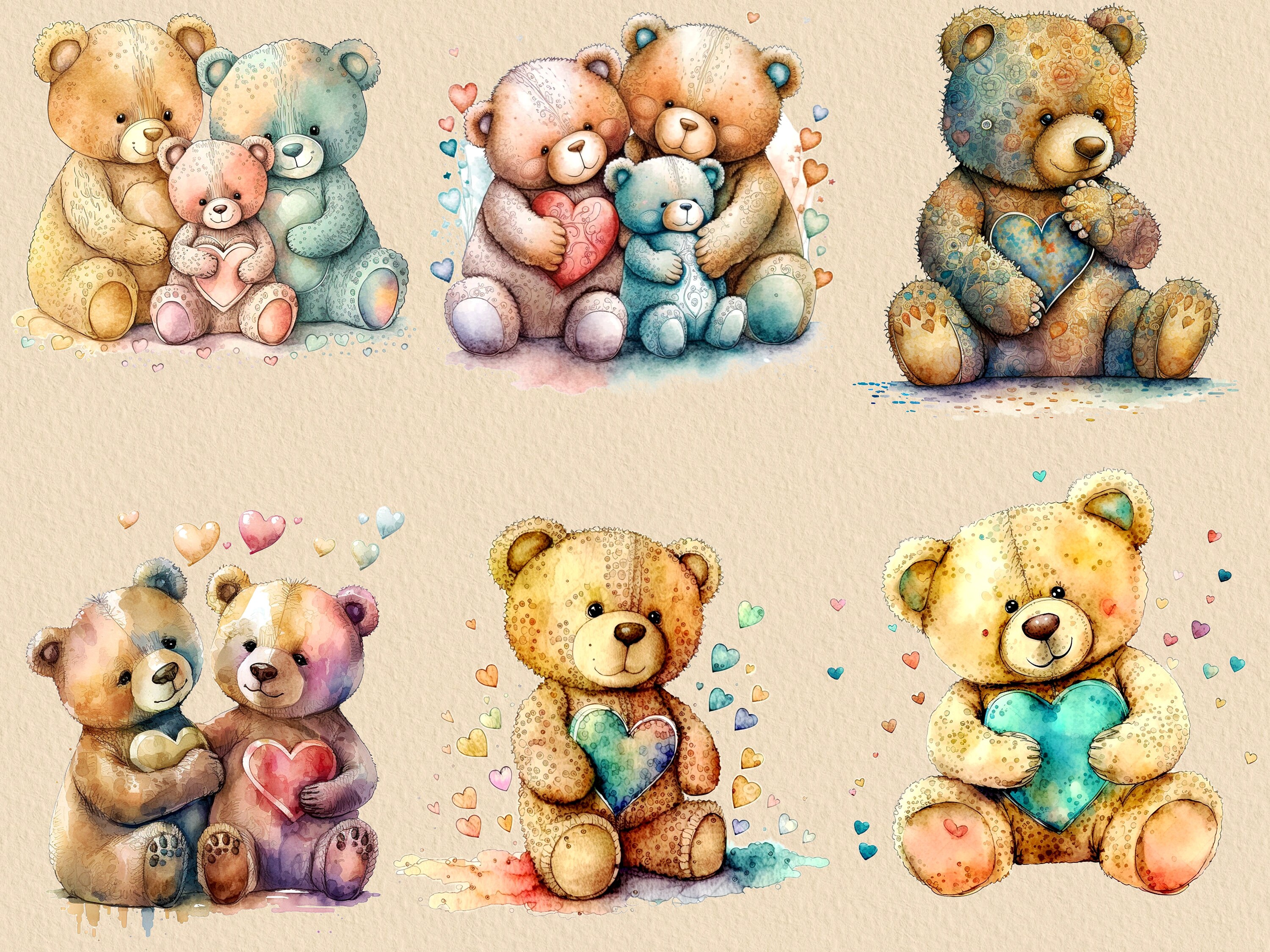 Cute Bears Clipart Bundle, Bear Illustration Clipart, Bear Clipart ...