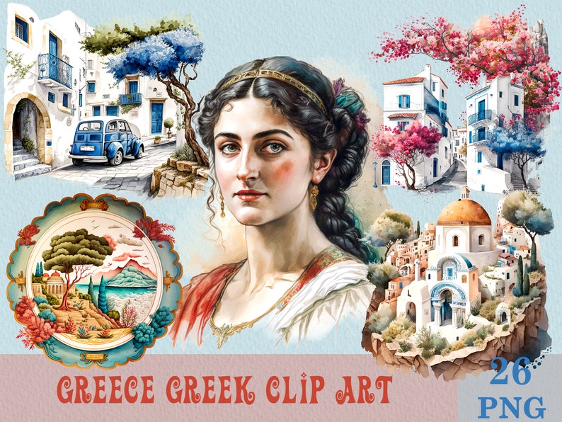 Greece Greek Ancient Greece Watercolor Clip Art PNG, Sublimation PNG ...