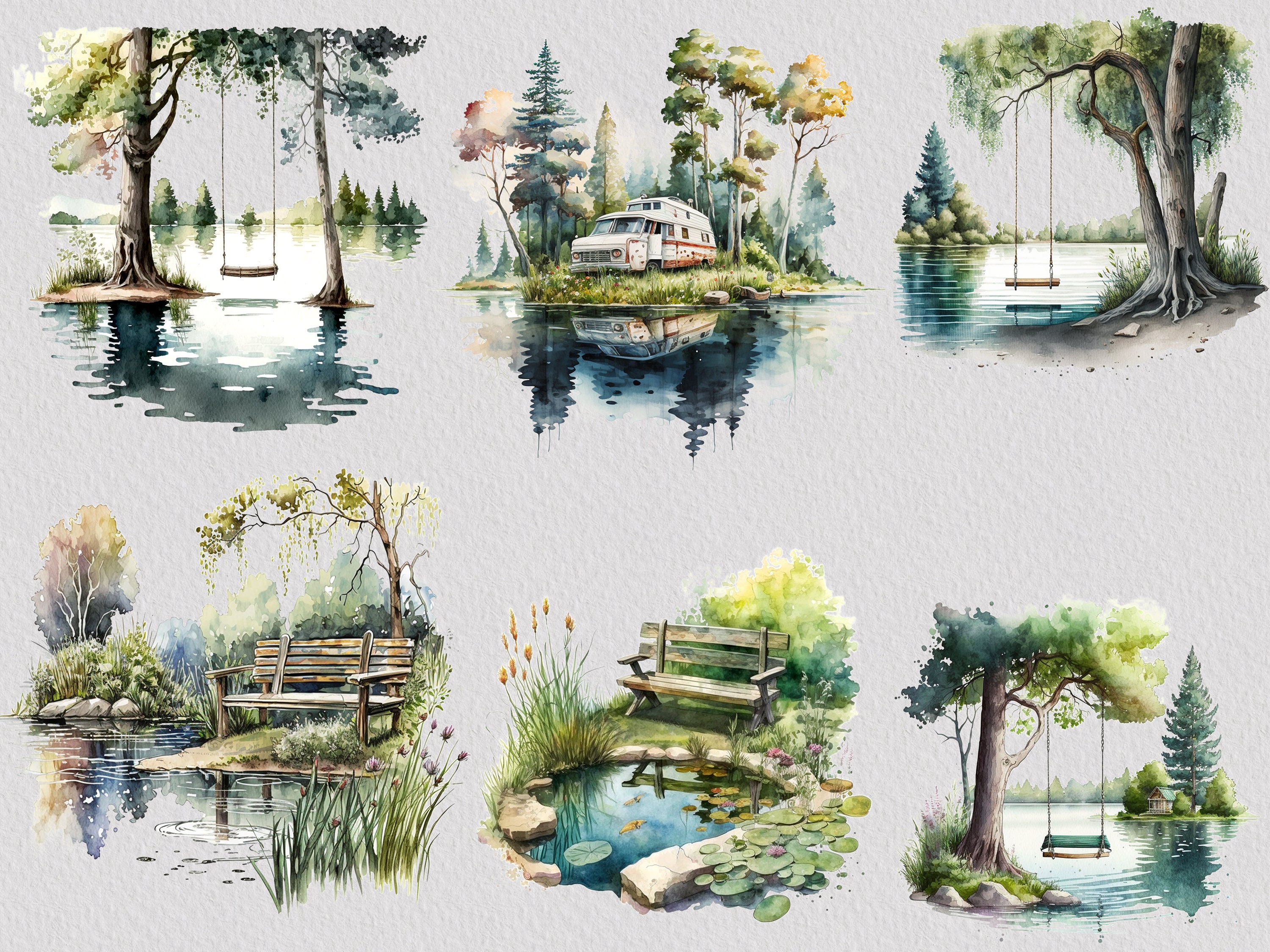 Lake and Pond Clipart Bundle, Lake Png, Lake Clipart, Sublimation PNG ...