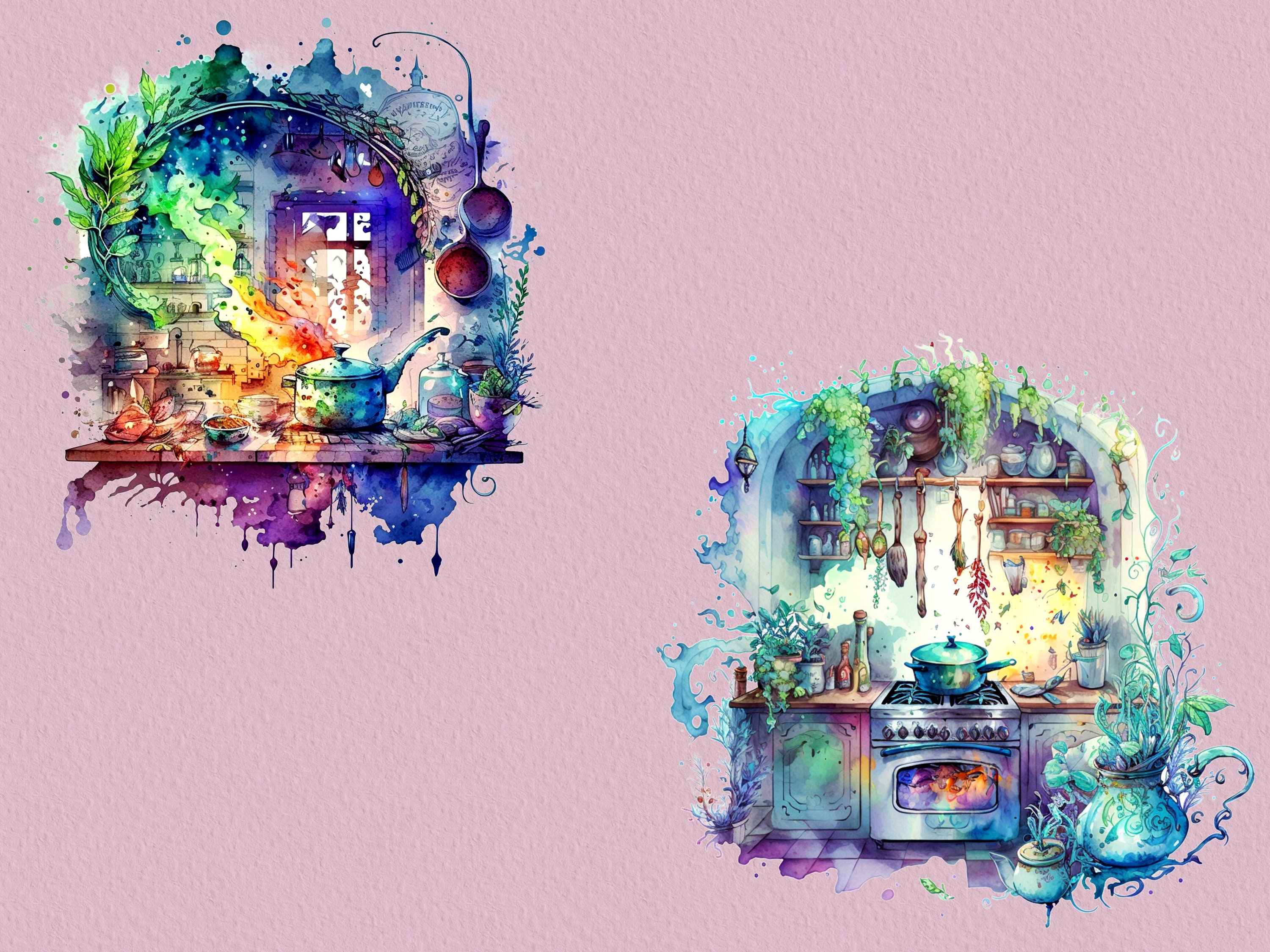 Elf Kitchen Fairy Kitchen Watercolor Clip Art PNG, Sublimation PNG ...