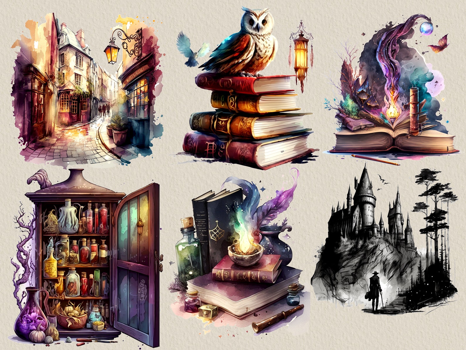 Magic School Clipart Bundle, Owl Clipart, Magic Clipart, Magic Objects ...