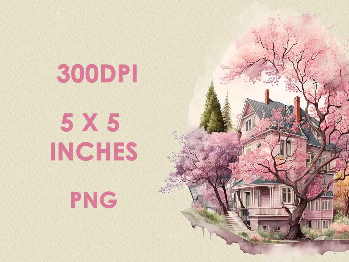 Houses in Spring Clipart Bundle, Spring House Png, Home Clipart ...