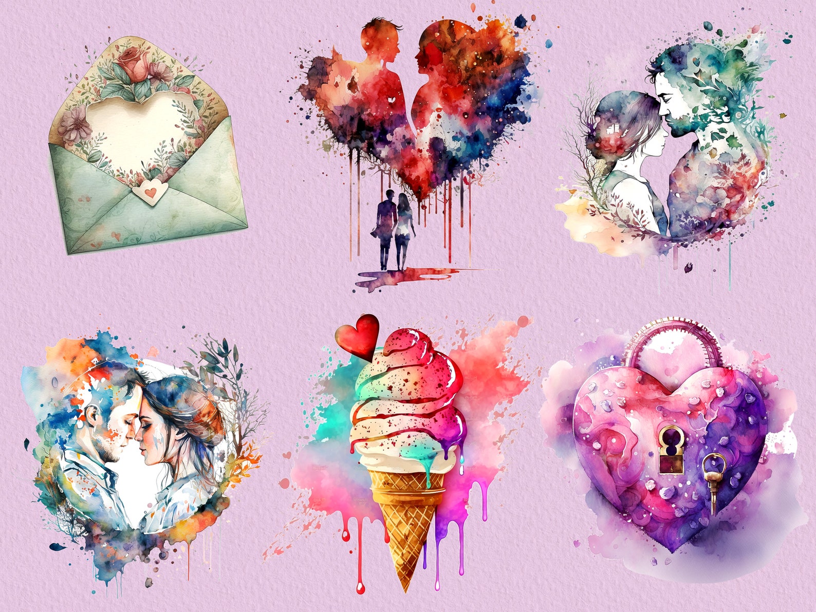 Love Clipart Bundle, Love Romance Clipart, Love Art Png, Sublimation ...