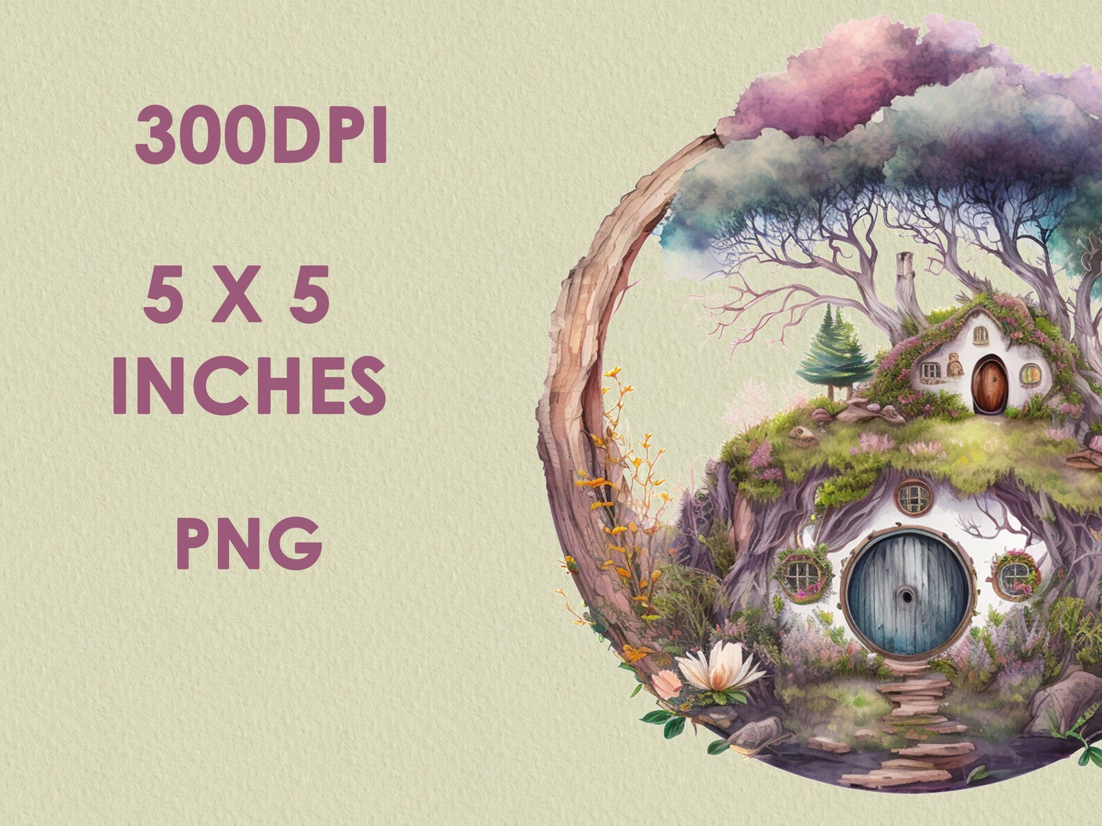 Spring Houses Watercolor Clip Art PNG, Sublimation PNG Printable, House ...