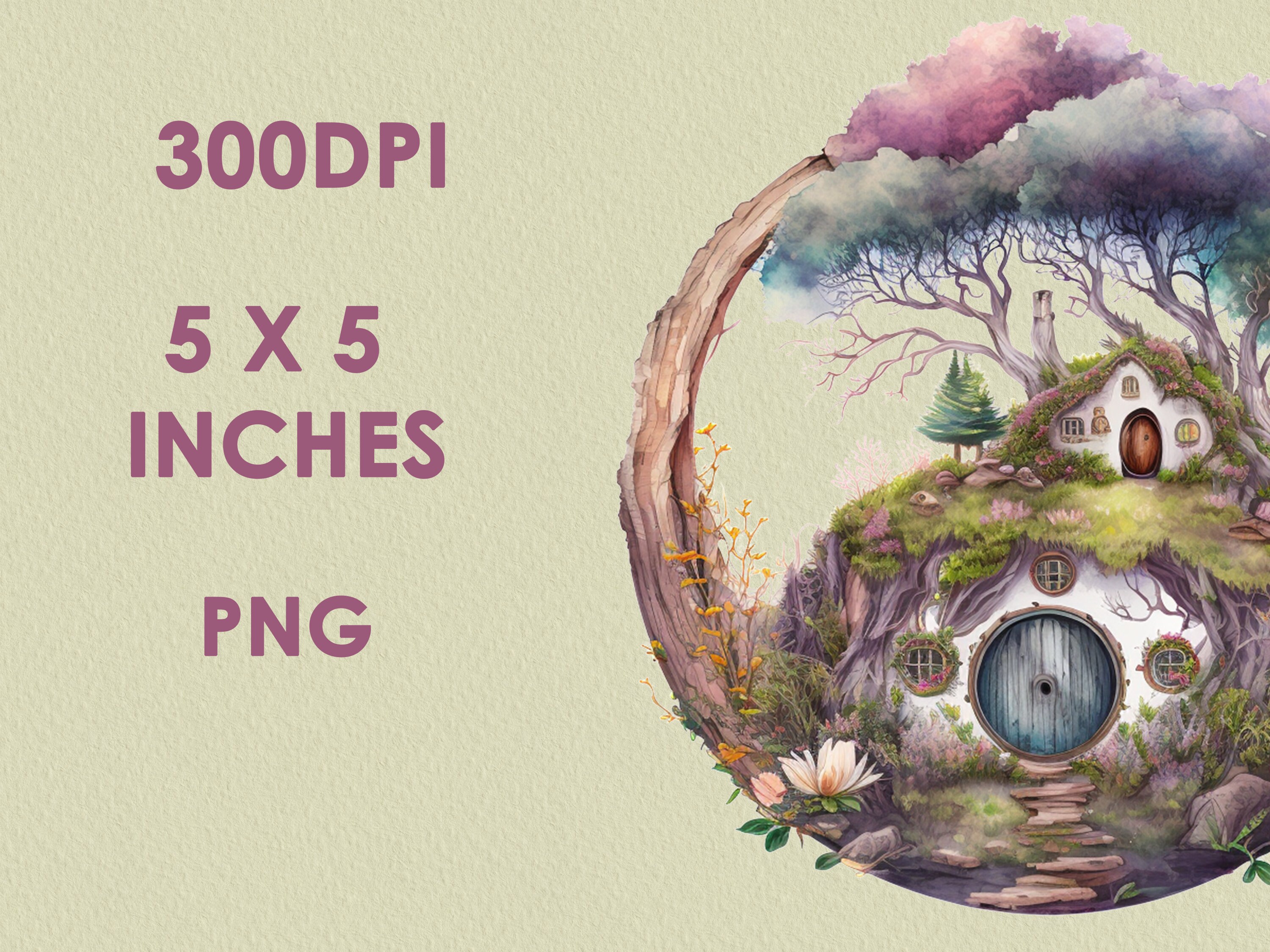 Spring Houses Watercolor Clip Art PNG, Sublimation PNG Printable, House ...